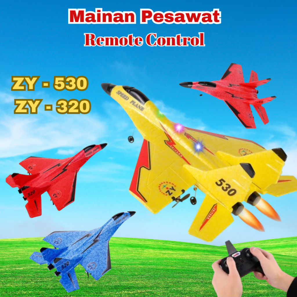 Jual Mainan Anak RC Pesawat Tempur ZY-530 ZY-320 LED Glider Airplane ...