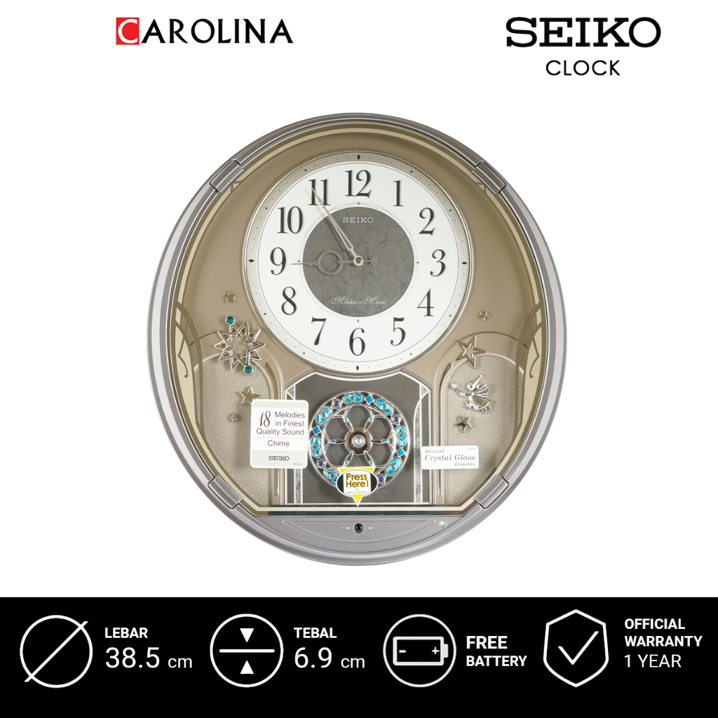 Jual Jam Dinding SEIKO Analog QXM375S Silver Case Melodies In Motion Grey Dial 38cm | Shopee ...