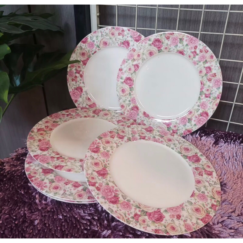 Jual piring 1/2 lusin / piring shabby chic / piring ukuran diameter ...