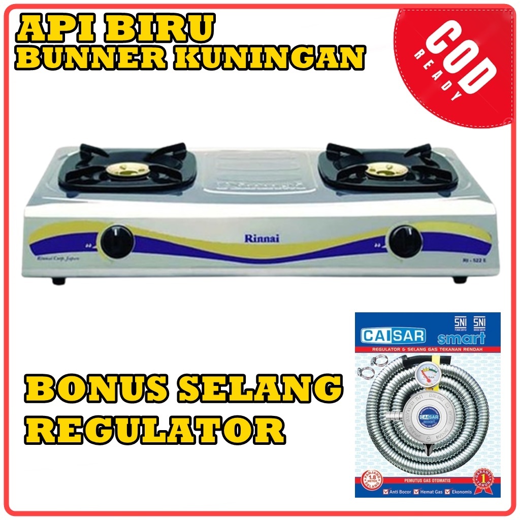Jual Kompor RINNAI 522E Body Stainless Kuat Api Biru - BONUS SELANG ...