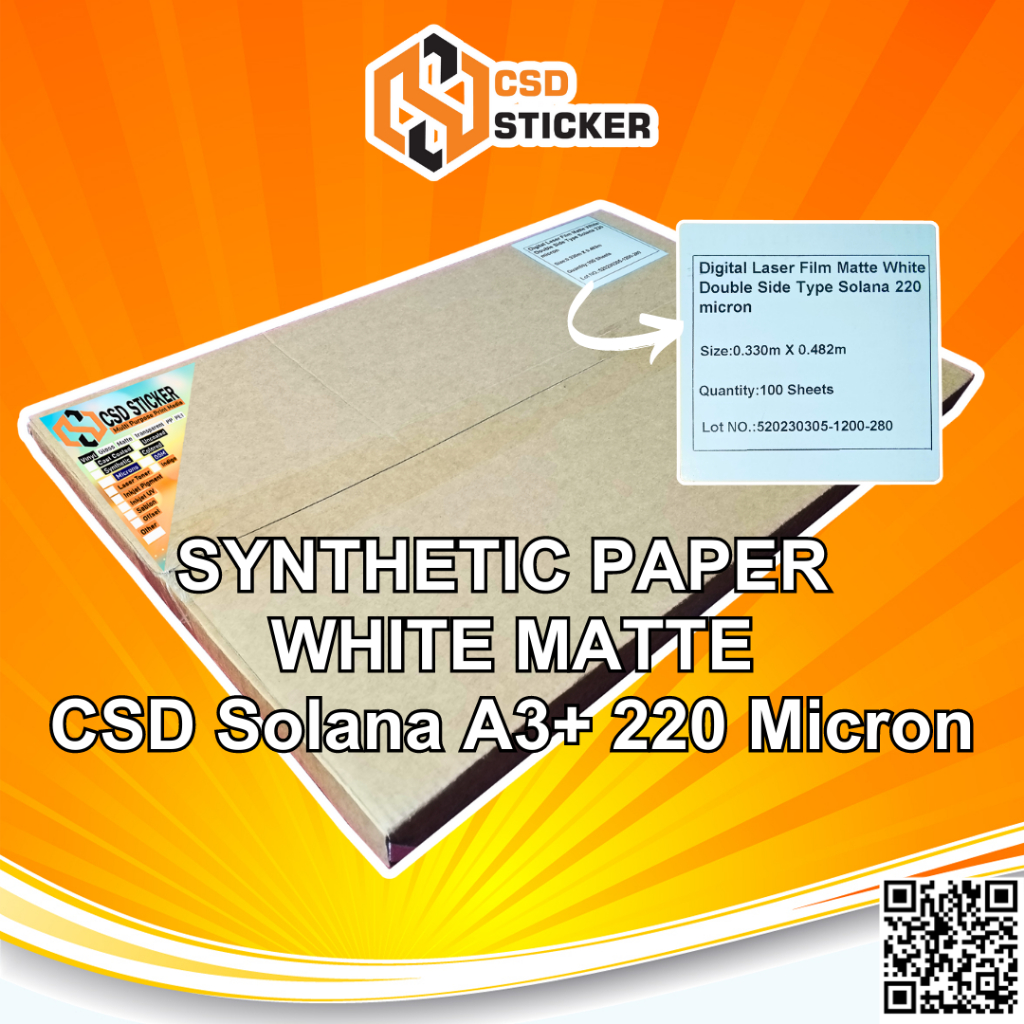 Jual Kertas Sintetik White Matte CSD Solana A3+ 220 Micron - PACK | Shopee Indonesia