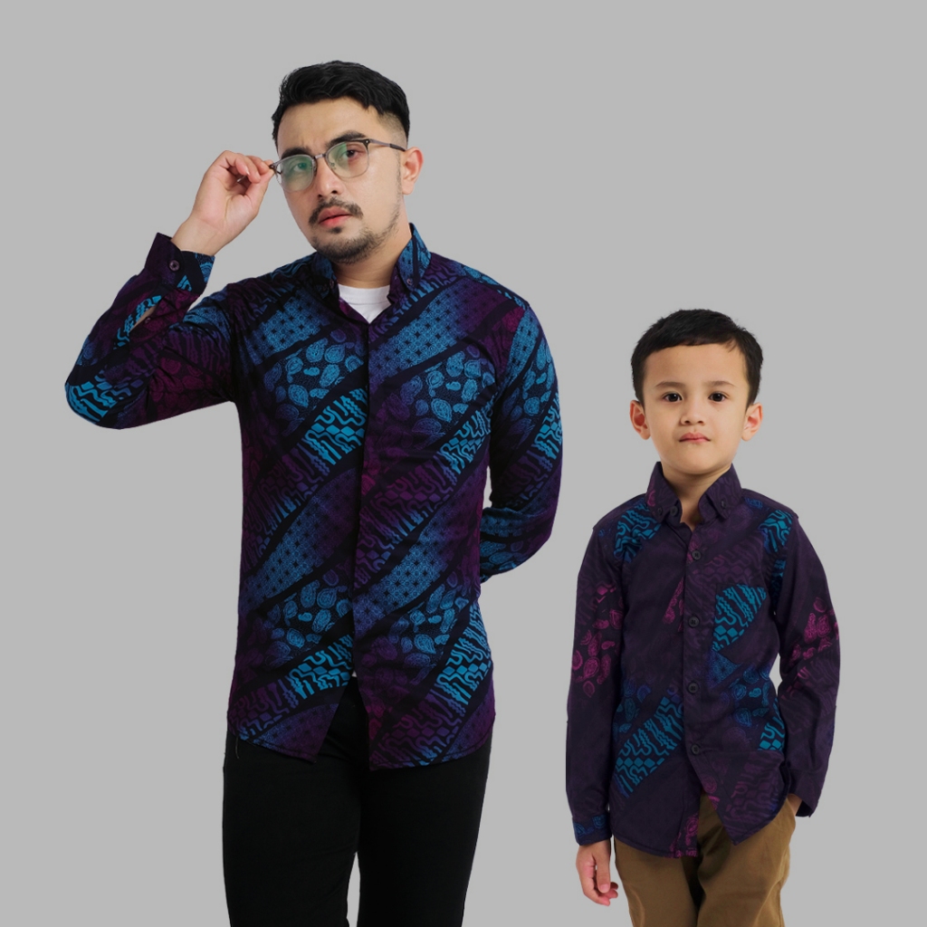 Jual DGM Batik Couple Ayah dan Anak Premium Series Gradasi Navy 312 ...