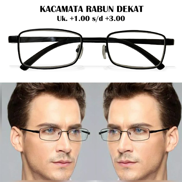 Jual Kacamata baca lensa plus frame kotak besi elegan vintage retro ...