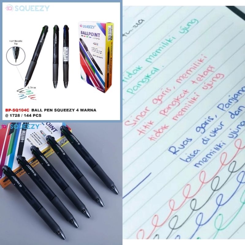 Jual Ball Pen Pulpen Pena Squeezy BP-SQ10 4C 0.7 mm 4 Warna Colors ...