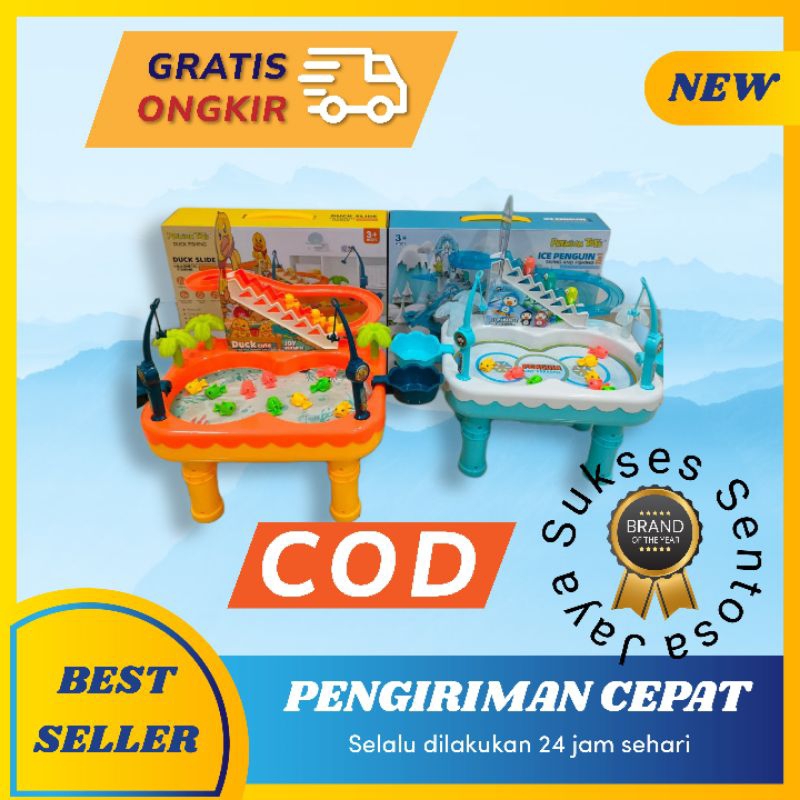 Jual Mainan Duck Cute Track Tangga Bebek Kuning dan Penguin Biru Muter ...