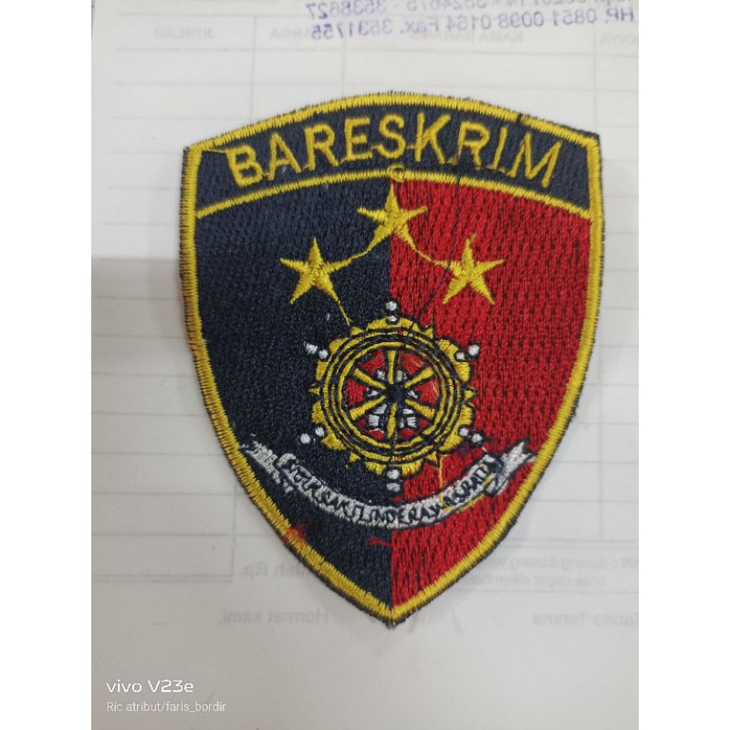 Jual logo bed bareskrim bet bordir bareskrim patch emblem polri reskrim ...