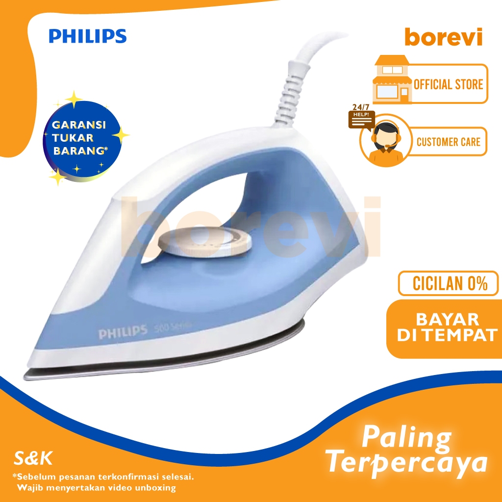 Jual Philips Dst051020 Setrika Listrik Gosokan Baju Dry Iron Nonstick ...