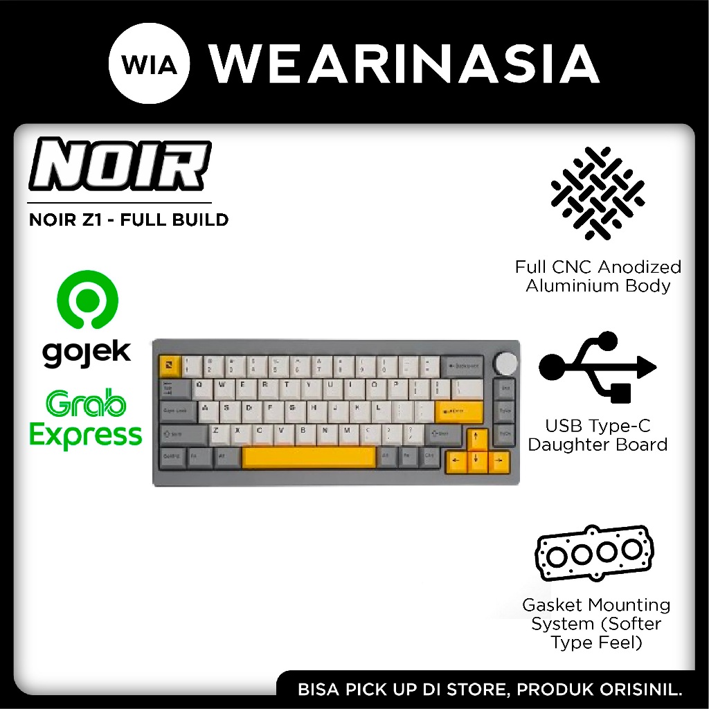 Jual Noir Z1 Dusk 65% Full Build Aluminium Custom Mechanical Keyboard ...