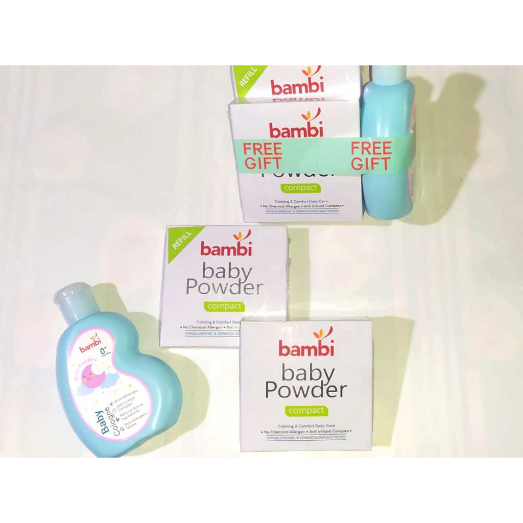 Jual BAMBI BABY POWDER COMPACT + POWDER COMPACT (REFILL) FREE COLOGNE ...