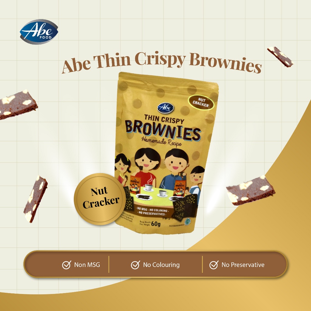Jual Abe Food Thin Crispy Brownies Nut Crackers 60gr | Shopee Indonesia