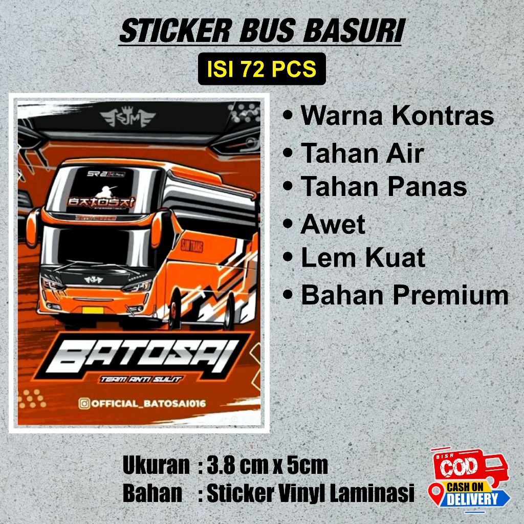Jual VIRAL stiker bus basuri isi 72 stiker [ saturn garfield jupiter ...