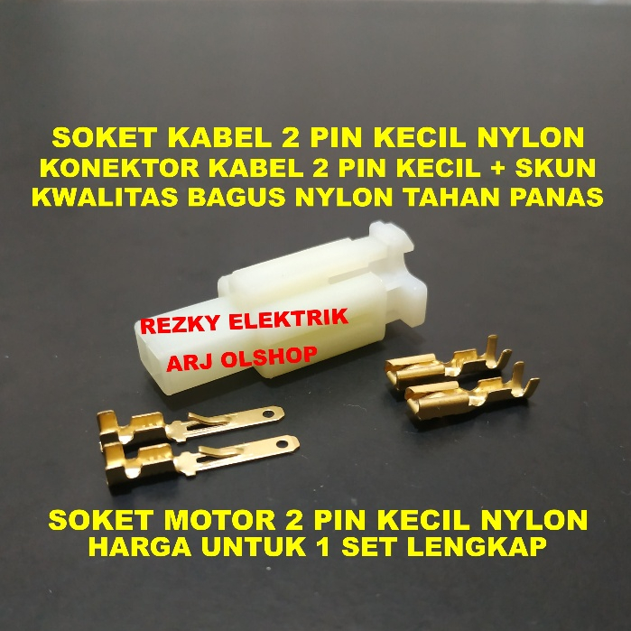 Jual Soket Kabel Motor 2 Pin KECIL 1 SET + Skun Male Female Socket ...