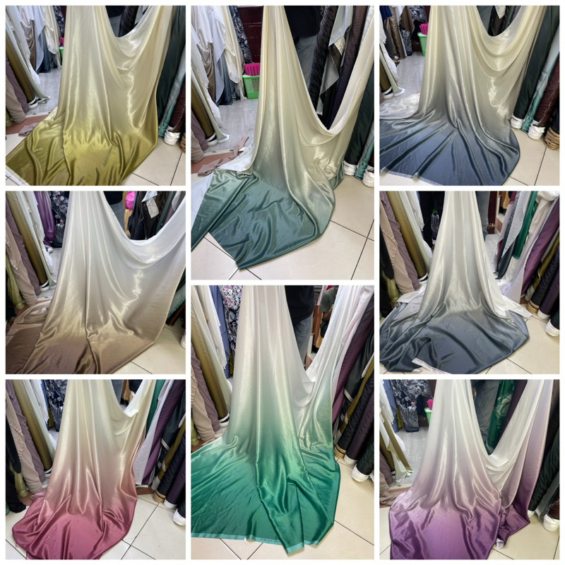 Jual COD |bahan kain santorini silk ombre |kain gradasi warna | kain ...