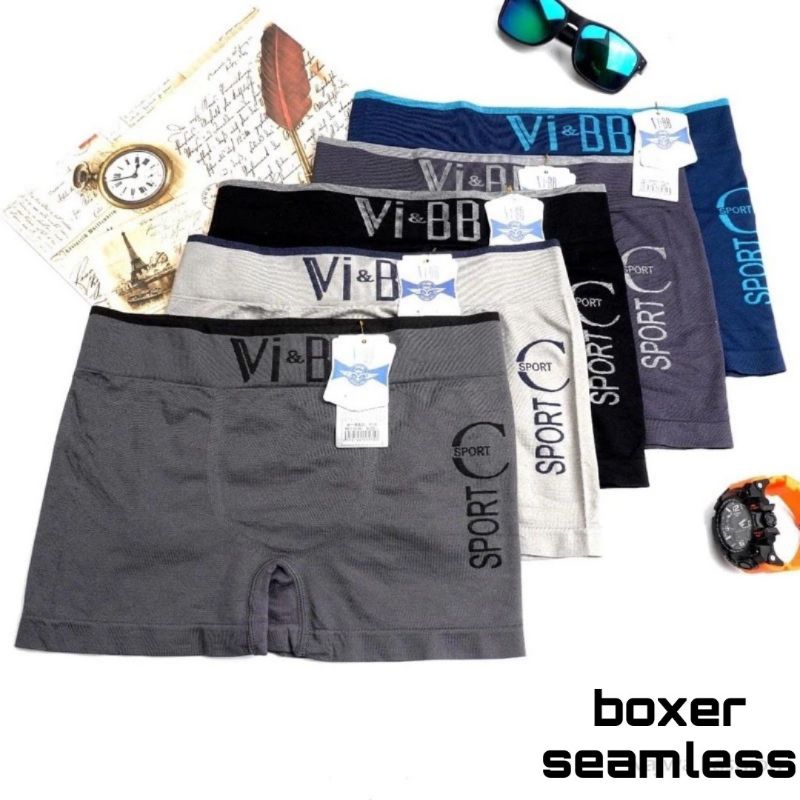 Jual grosir 6pc- cd boxer pria Vi&bb seamless / celana dalam boxer vibb ...