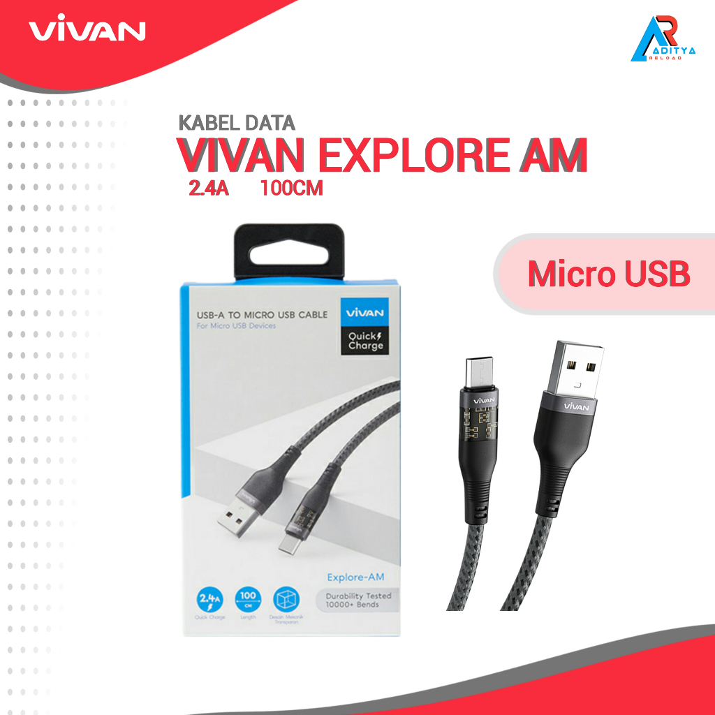 Jual VIVAN Explore-AM Kabel Data Micro 2.4A Garansi Original | Shopee ...