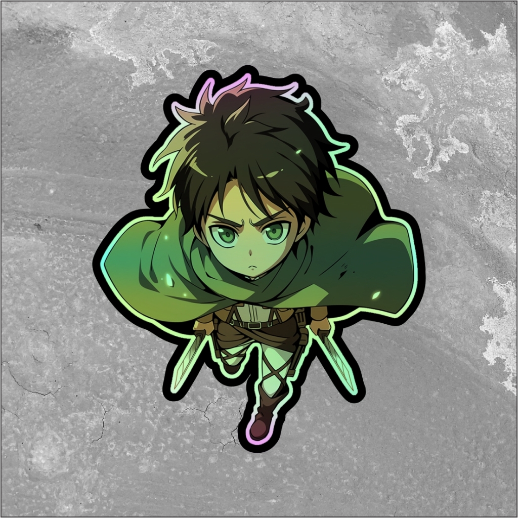 Jual Sticker Hologram Anime Attack On Titan Eren yeager 7cm | Shopee ...