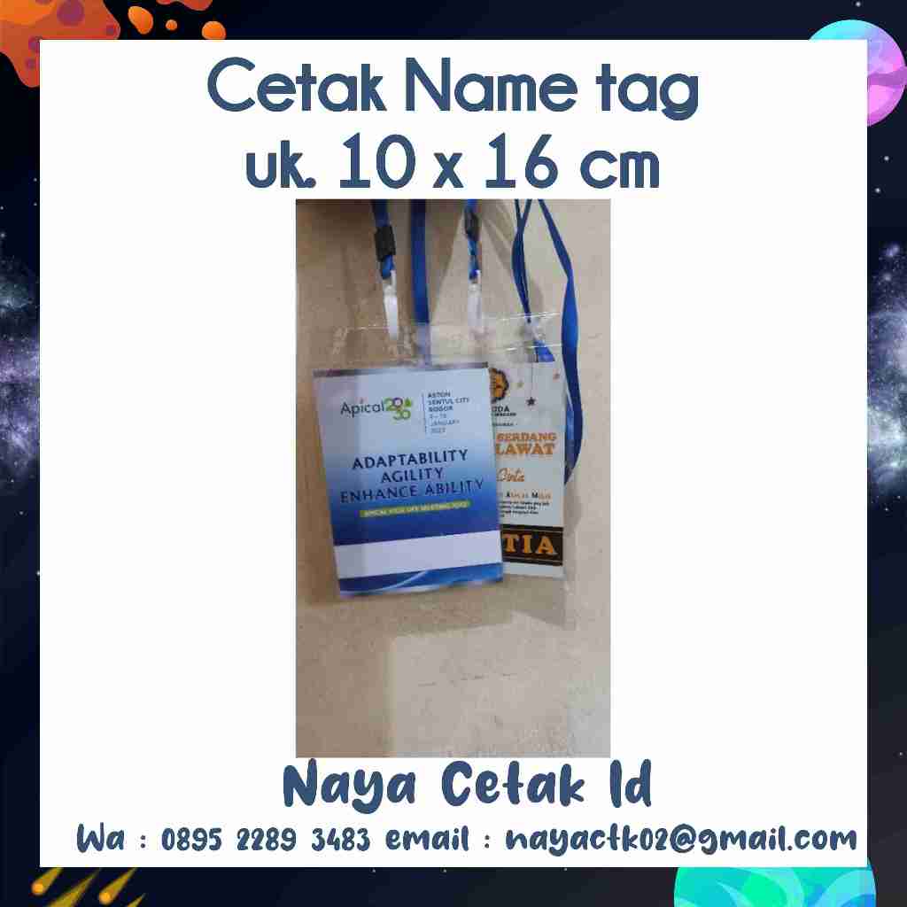 Jual cetak name tag uk. 10 x 16 cm, cetak custome | Shopee Indonesia