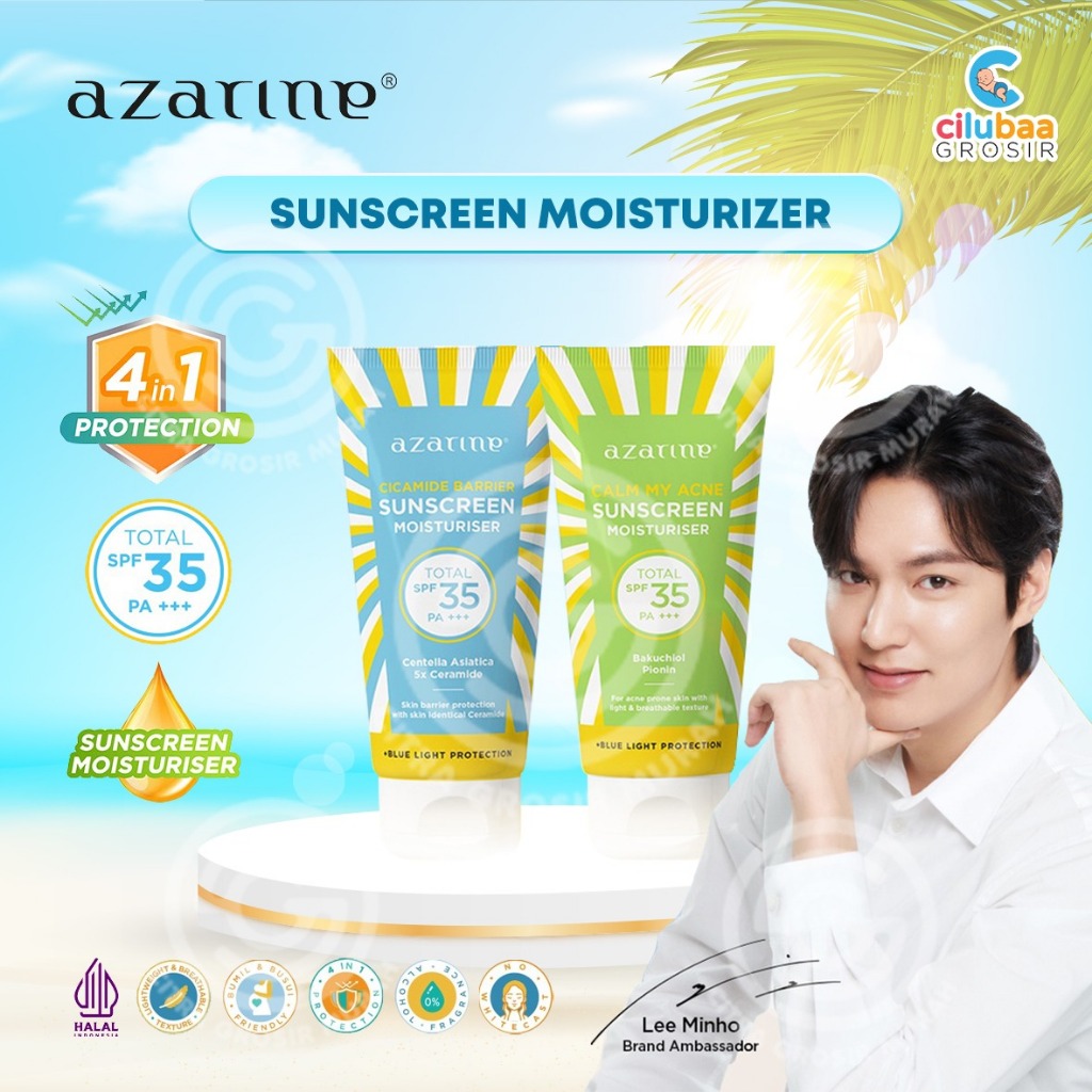 Jual AZARINE Cicamide Barrier Sunscreen Moisturizer Calm My Acne SPF 35 ...