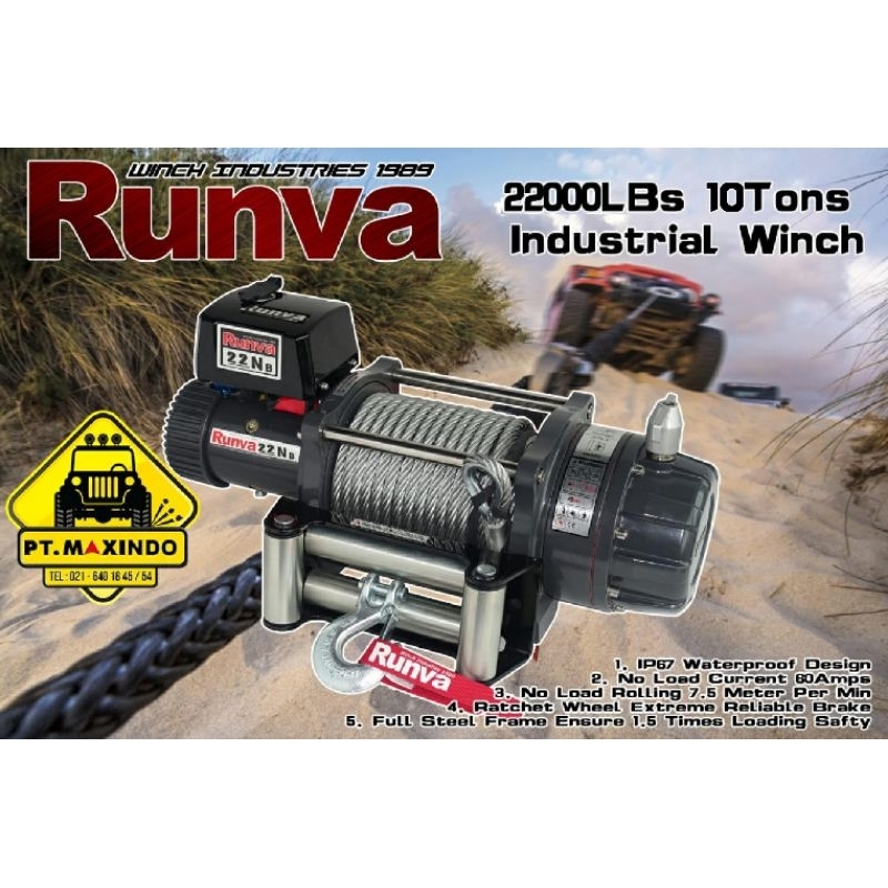 Jual RUNVA Electric Winch 22NB 12 Volt Kapasitas 10 Ton | Shopee Indonesia