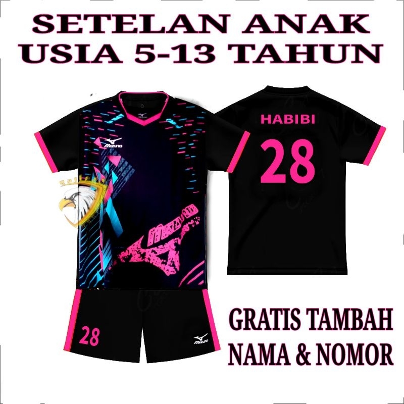 Jual Gratis Sablon Nama Nomor Setelan Jersey Bola Anak Usia 5-13 Tahun Baju Bola Anak Custom SD ...