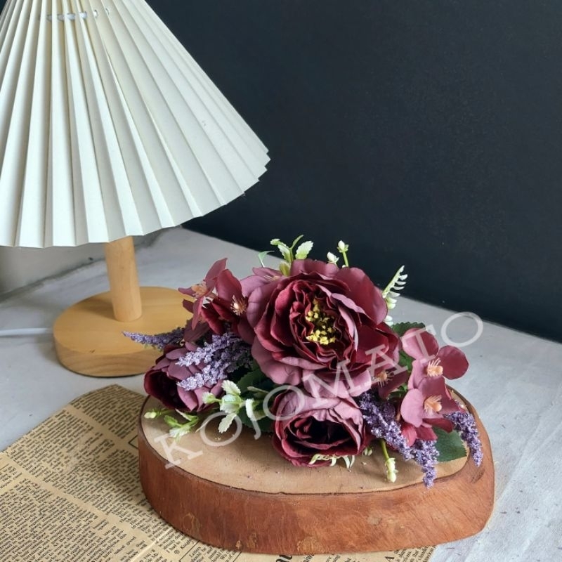 Jual B087 Buket Bunga Mawar Rose Peony putik Begonia Lavender Hydrangea ...