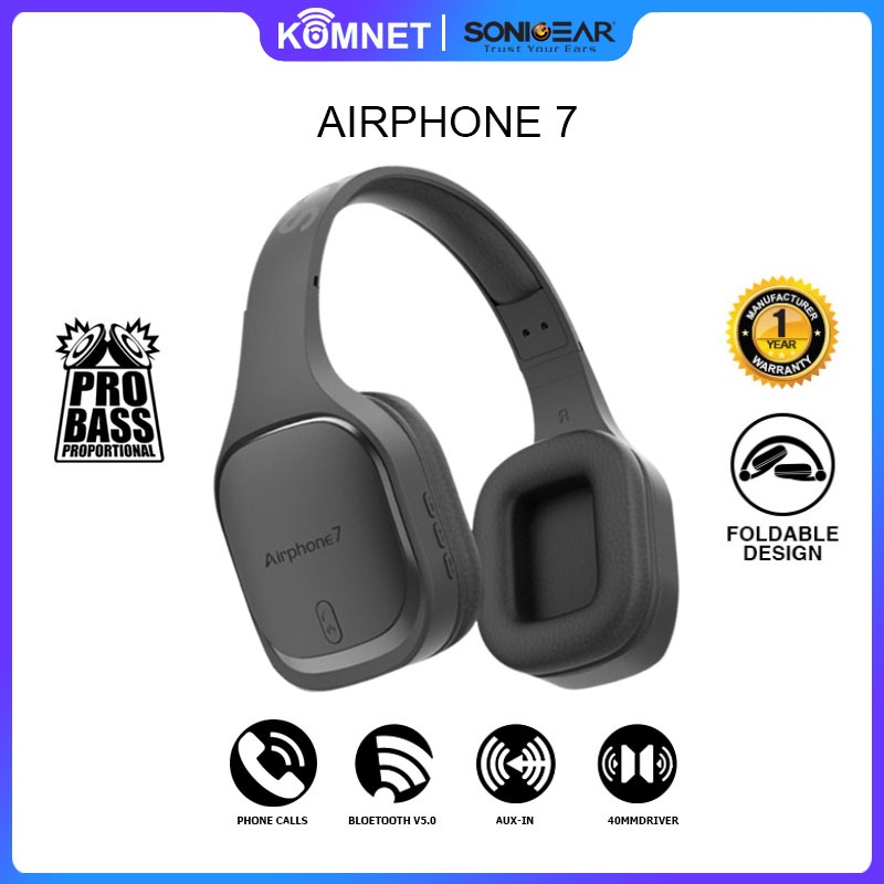 Jual SonicGear Airphone 7 Bluetooth Headphones With Microphone ...