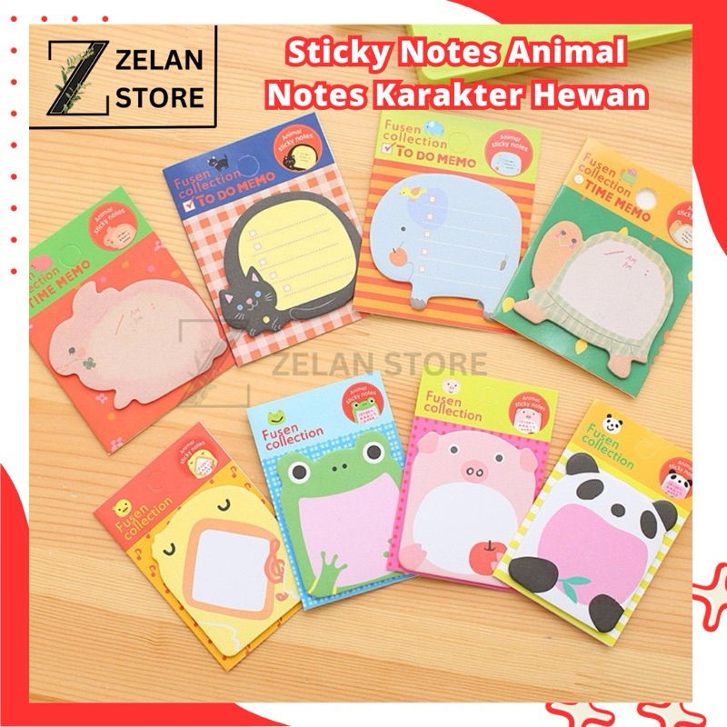 Jual Note Memo Sticky Note Karakter Binatang Lucu Tempelan Catatan ...