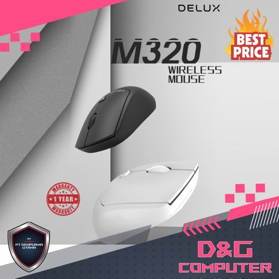 Jual DELUX M320 GX 2.4GHz Wireless Optical Office Mouse Black | Shopee ...