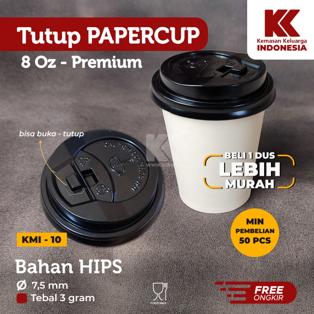 Jual TUTUP GELAS KERTAS 8 OZ PREMIUM / LID PAPERCUP / TUTUP PAPER CUP 8 OZ @ 50PCS | Shopee ...