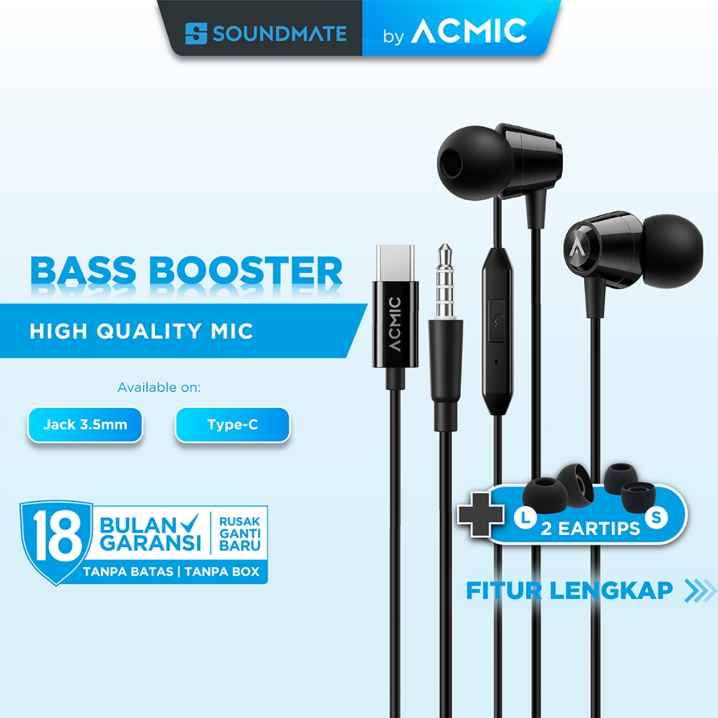 Jual ACMIC BASIC In-Ear Headset Earphone Earbuds Headphone Stereo with ...