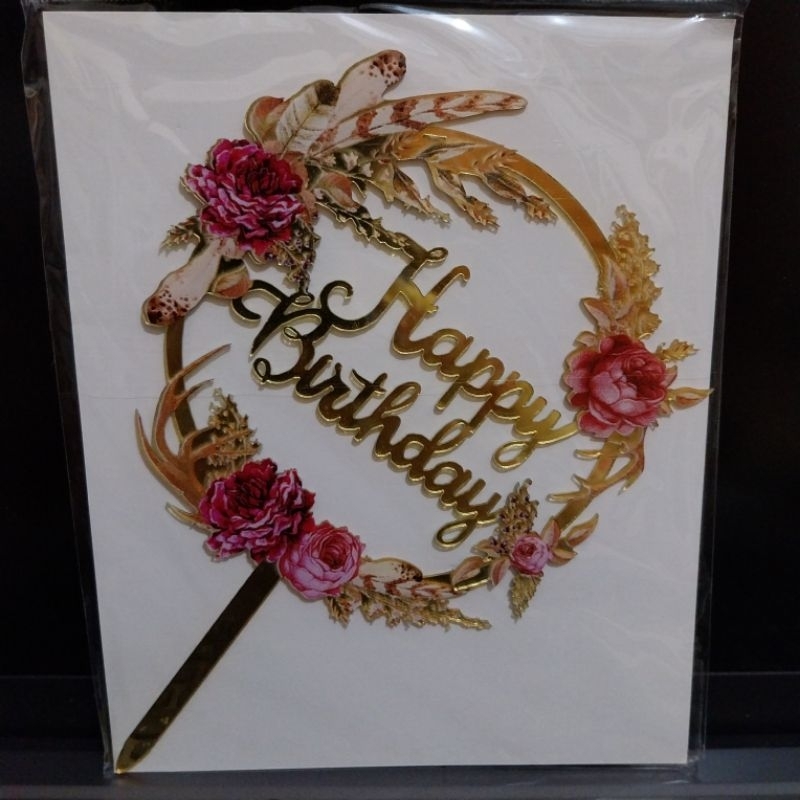 Jual Cake topper Happy Birthday Bunga | Shopee Indonesia
