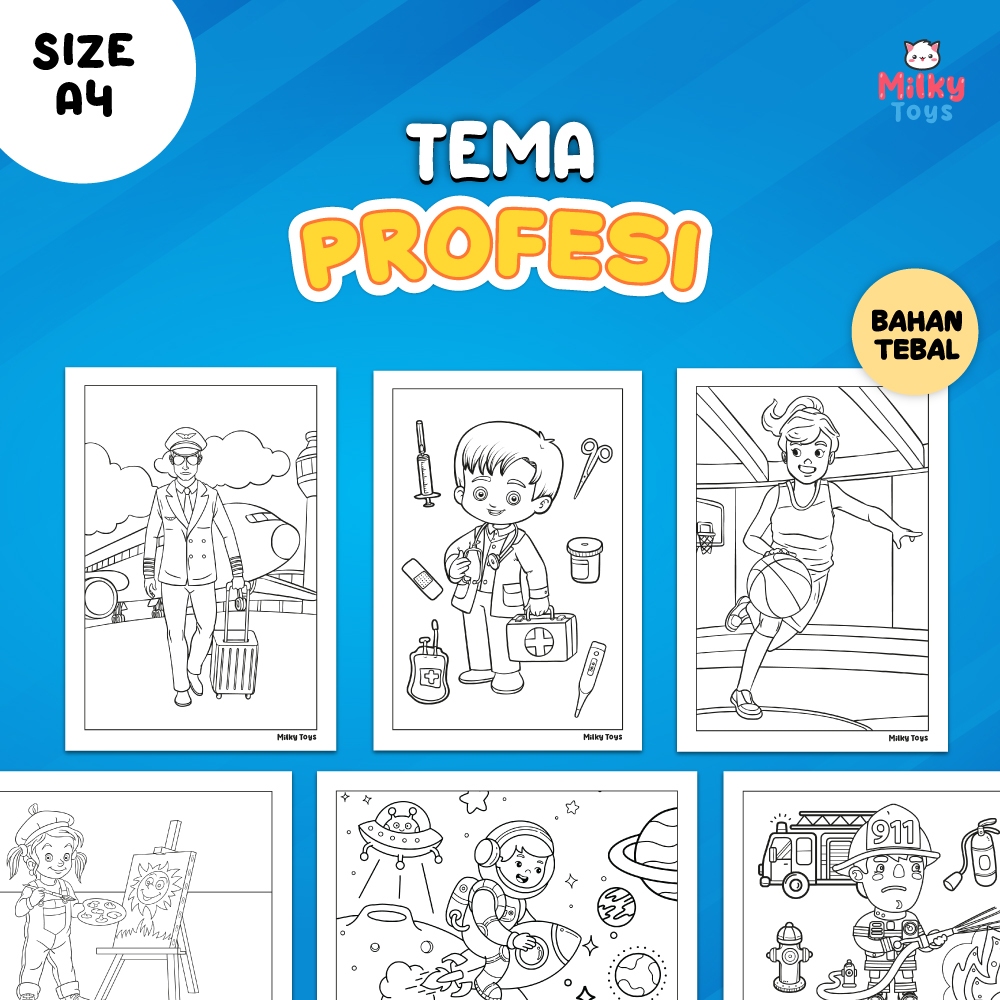 Jual Kertas mewarnai gambar anak tema PROFESI - mewarnai anak PAUD A4 ...