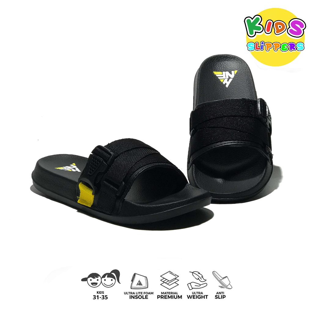 Jual Sandal Anak Kasual Laki-Laki Model Tali Webbing Silang Hitam Strip ...