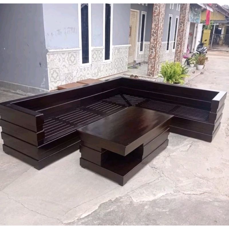Jual TERMURAH Kursi Sudut Box Tamu Minimalis Jati | Shopee Indonesia