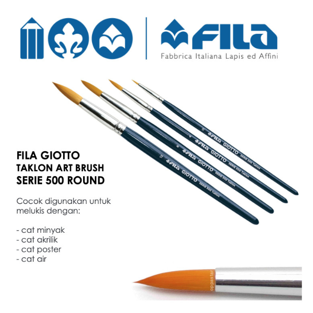 Jual Kuas Lukis Fila Giotto Art Brush Round Serie 500 Original Runcing ...