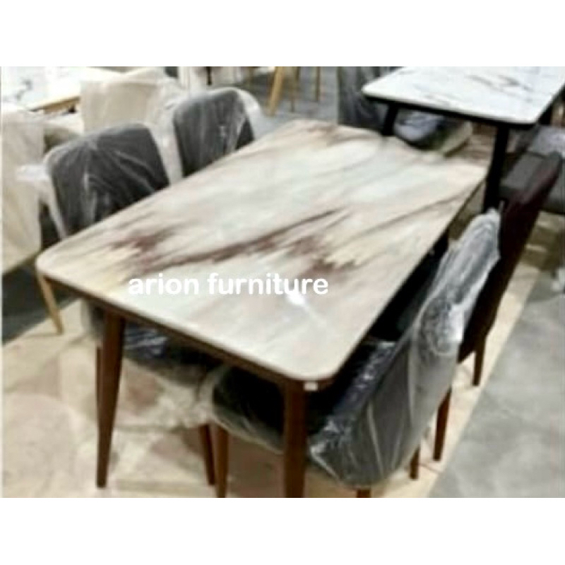 Jual Meja makan ORI Marmer Import/Meja makan Terkini marmer kaki besi ...