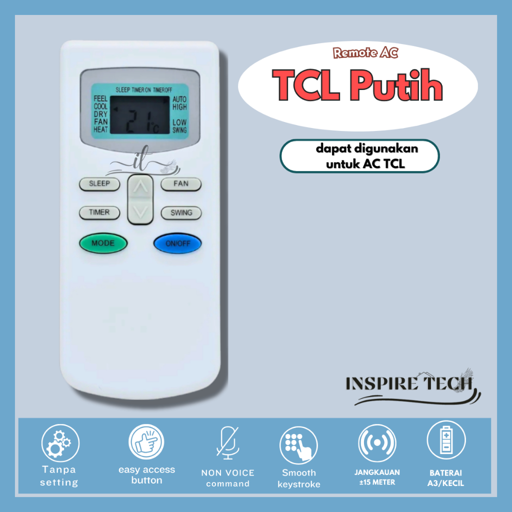 Jual Remot Remote AC TCL Putih FUJI AIRCON tanpa setting | Shopee Indonesia