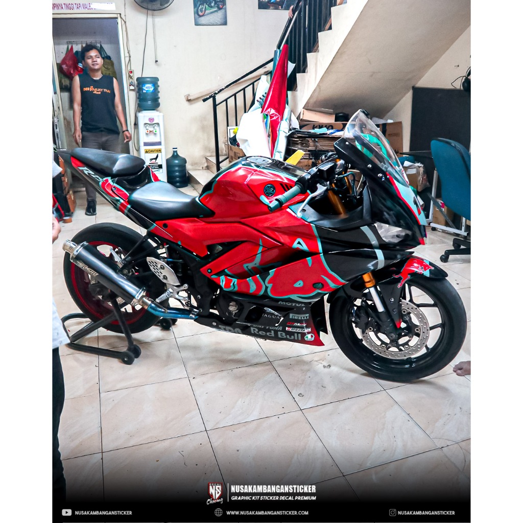 Jual Desain Stiker Motor R15 V3 Banteng Merah Hitam Fullbody | Shopee ...