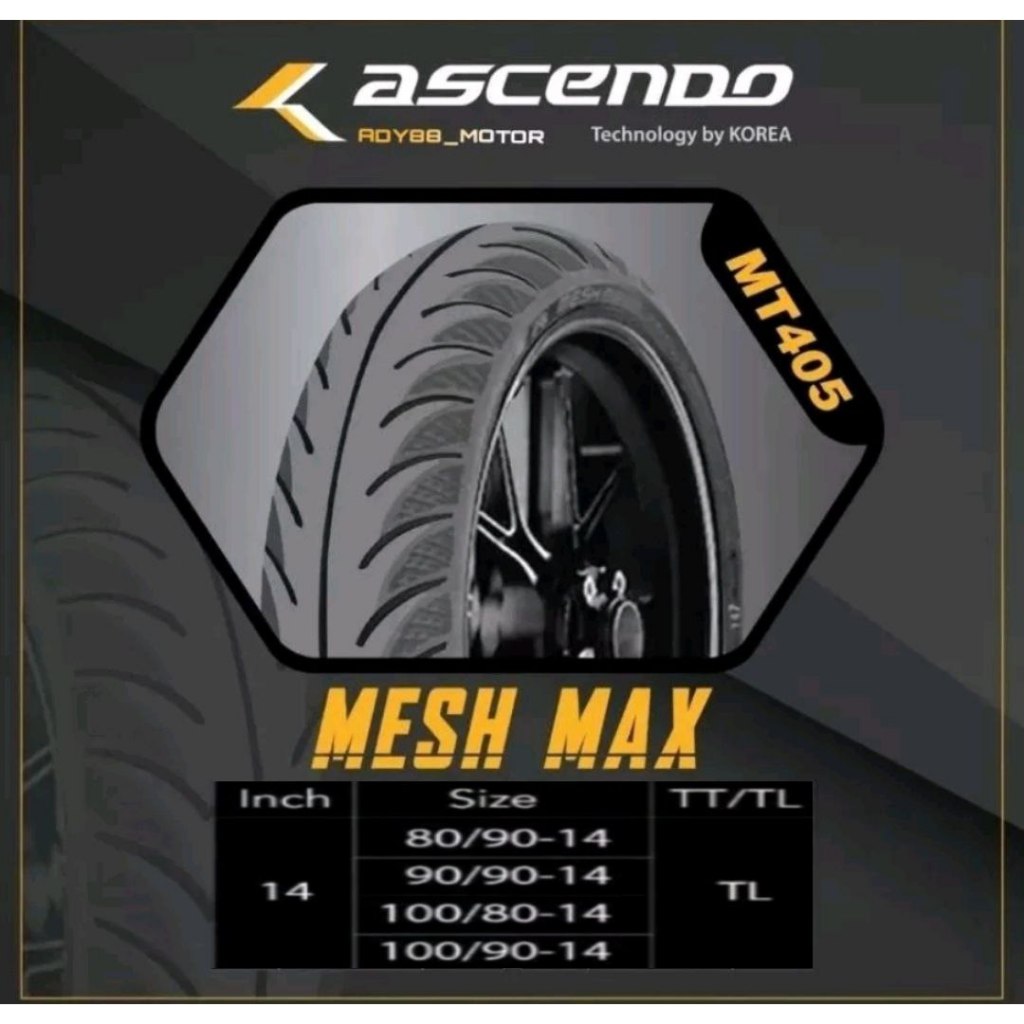 Jual Ascendo Korea Tire Ban Luar MESH MAX MT 405 Ring 14 TL TUBLESS | Shopee Indonesia