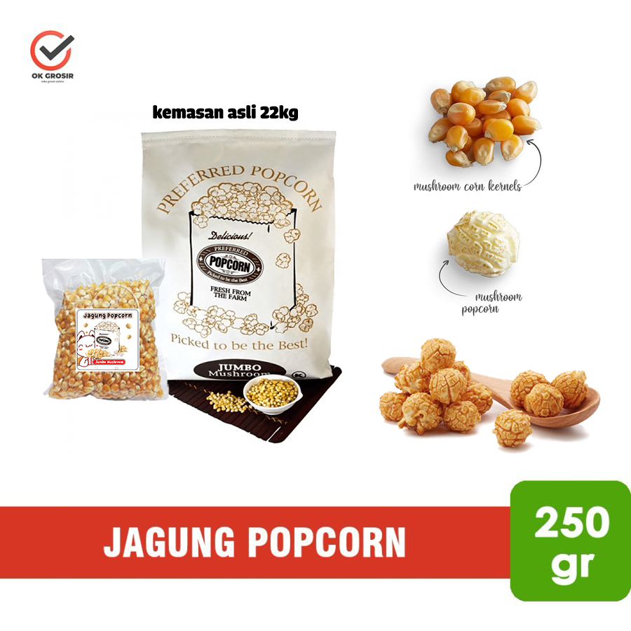Jual Jagung Popcorn Jumbo Mushroom USA / Biji Jagung Popcorn (250 gr ...