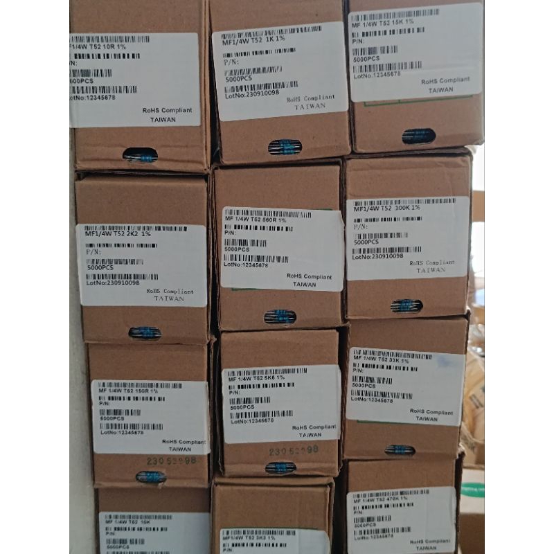 Jual 5000 pcs resistor 1/4 watt 4k7, 100K, 1K, 22K, 47K, 10K, 15K, 2K2 ...