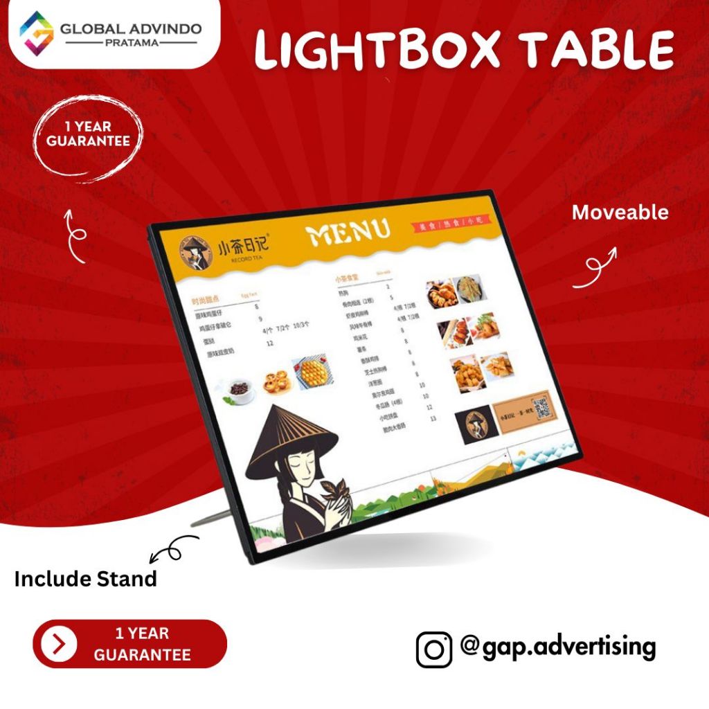 Jual Light box table A4 / LED box / neon box menu / slim light box ...