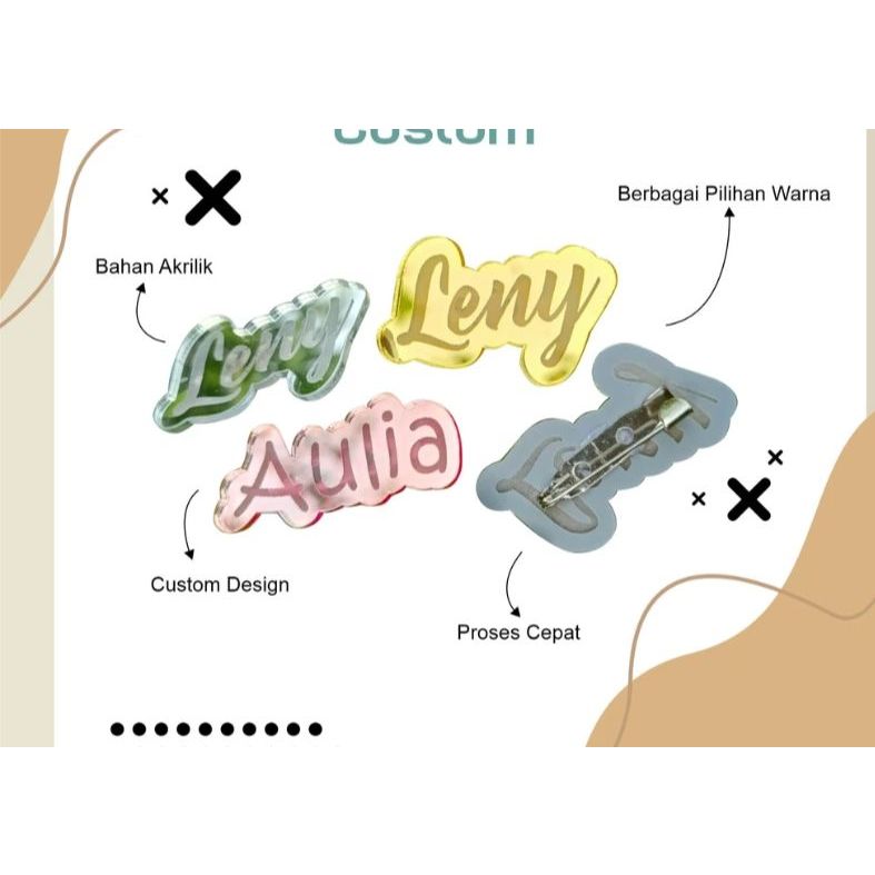 Jual label nama / label akrilik / pin Bros / Bros akrilik / label hijab ...