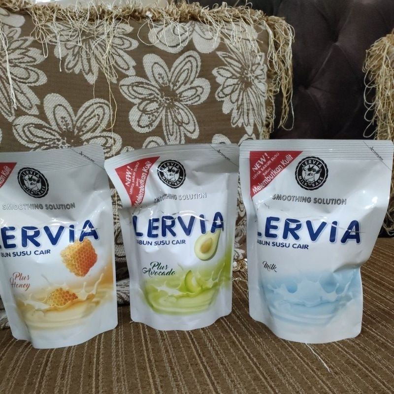 Jual Lervia Sabun Susu Cair Kemasan Botol 250 ml dan Lervia Kemasan ...