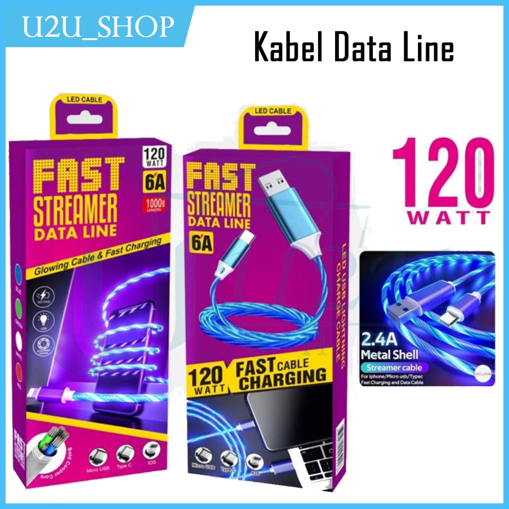 Jual Kabel Data Line Streamer LED 120W Fast Charging - Micro USB ...