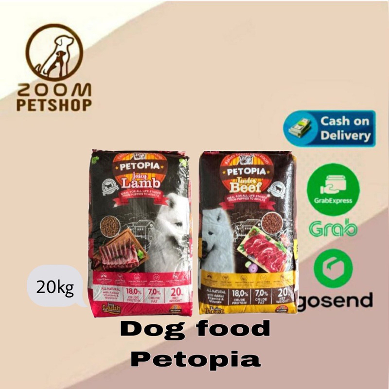 Jual PETOPIA DOG DRY FOOD 20kg / makanan anjing petopia beef lamb ...