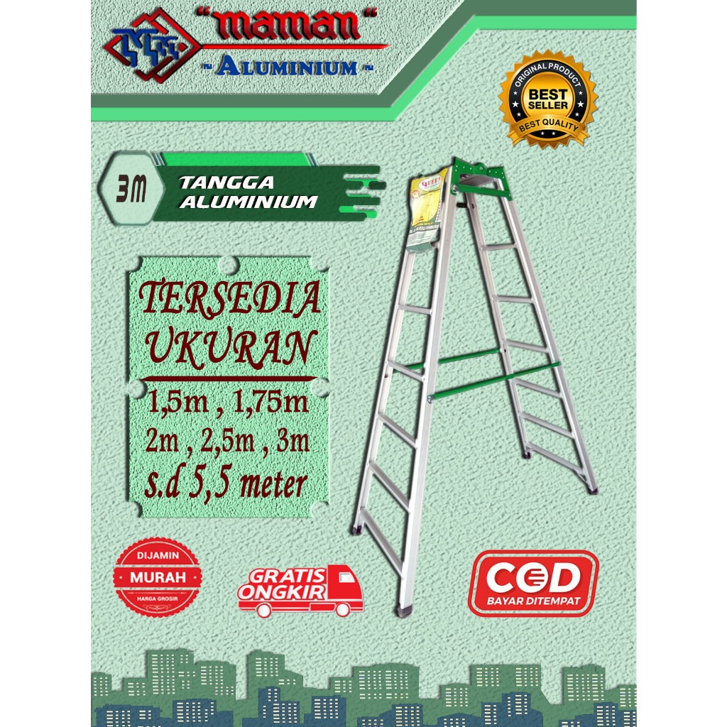 Jual Tangga 2,5 meter/ Tangga 3 meter / Tangga Aluminium / Tangga Lipat ...