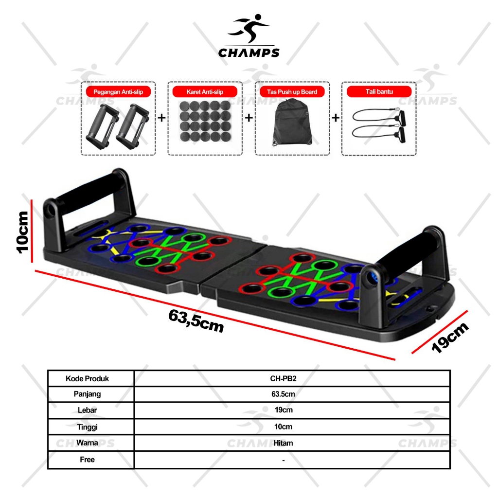 Jual CHAMPS Push Up Board Foldable Alat Push Up Stand Home Gym Alat ...