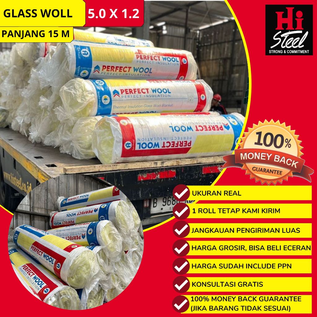 Jual Glasswoll / Atap Glasswoll / Atap peredam 5.0mm X 1.2m X 15m ...