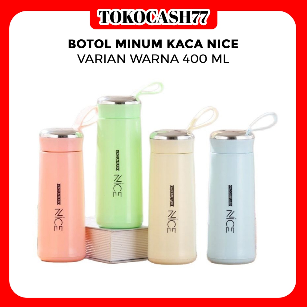 Jual BOTOL MINUM KACA NICE VARIAN WARNA 400 ML | Shopee Indonesia